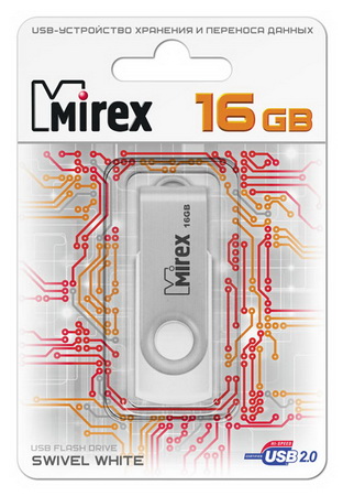 Флешка MIREX Swivel 16ГБ White (13600-FMUSWT16)