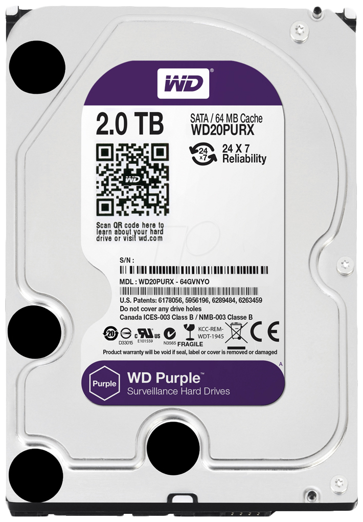 Жесткий диск WD Purple 2ТБ (WD20PURX)