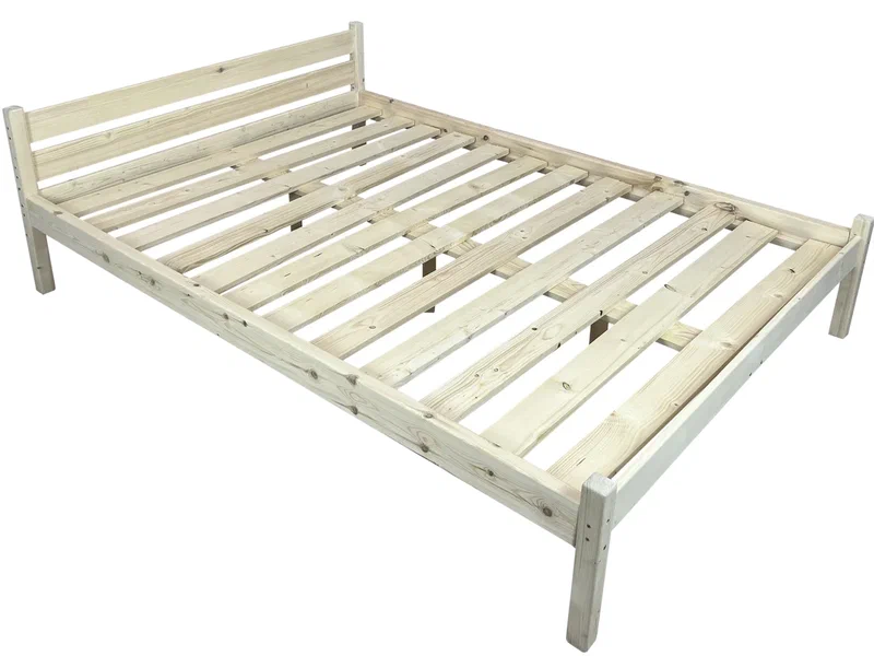 Кровать двуспальная Solarius Классика реечное основание 190х150, без шлифовки и покрытия
