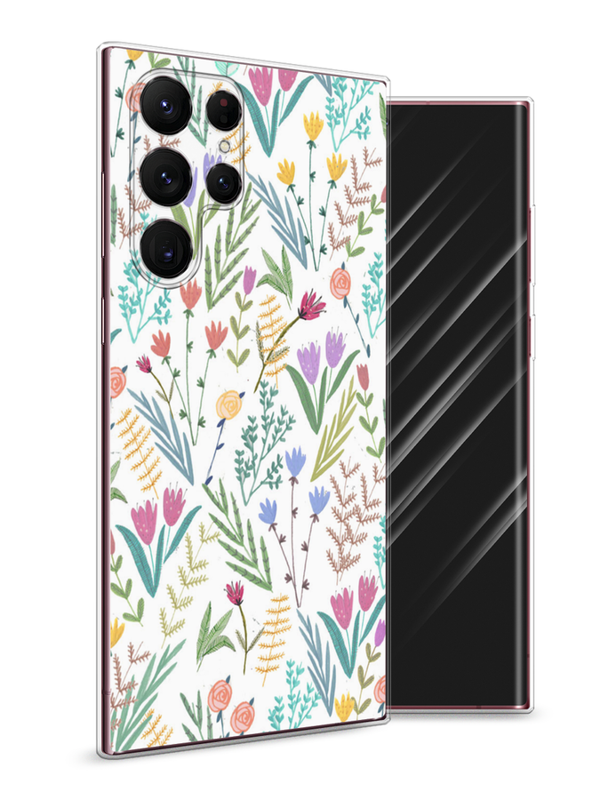 Чехол Awog на Samsung Galaxy S22 Ultra / Самсунг S22 Ultra "Полевые цветы рисунок"