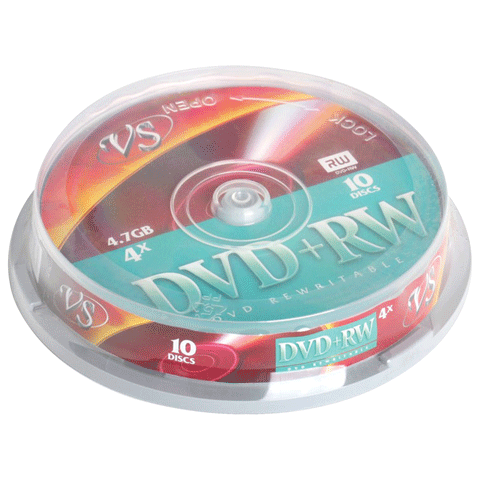 Диски DVD+RW VS, 4,7 Gb, 4x, VSDVDPRWCB1001, 10 штук