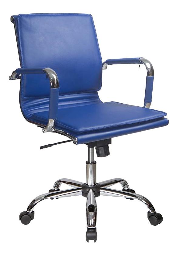 Кресло руководителя Бюрократ CH-993-LOW/BLUE, синий/хром