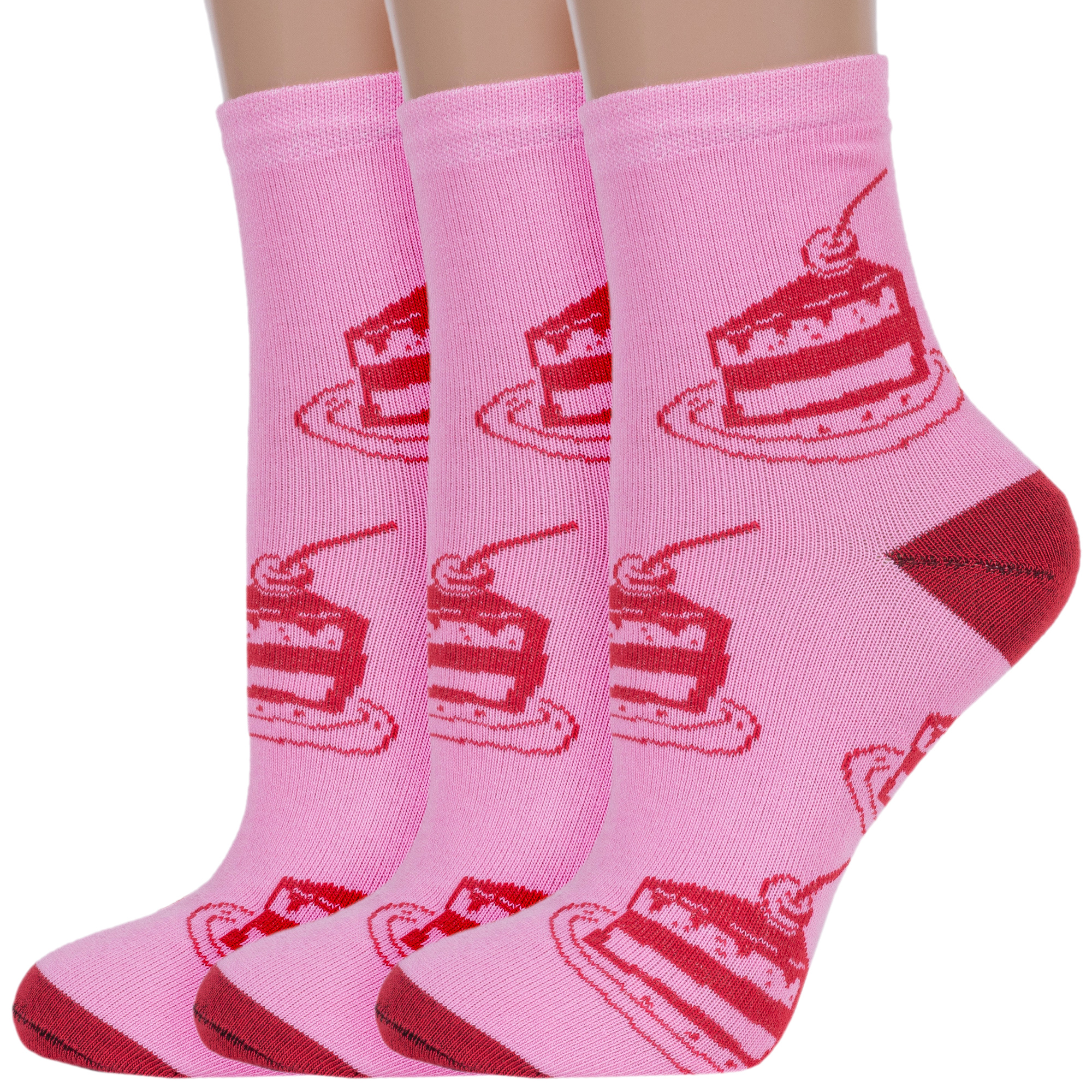 Комплект носков женских Альтаир 3-А215 розовых; красных 25