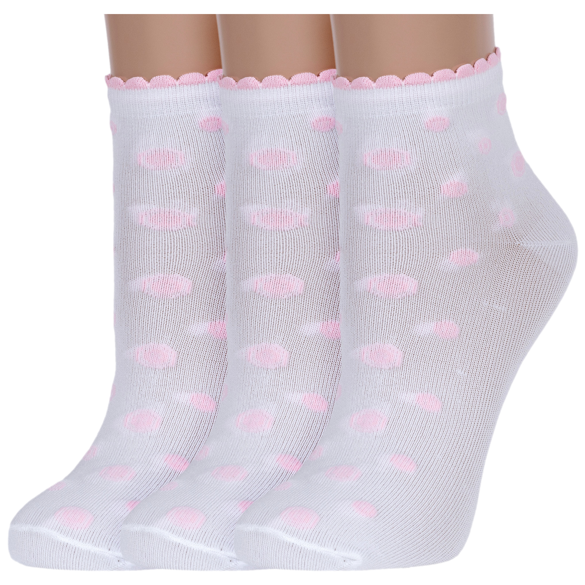 Комплект носков женских Альтаир 3-С211 белых; розовых 23-25