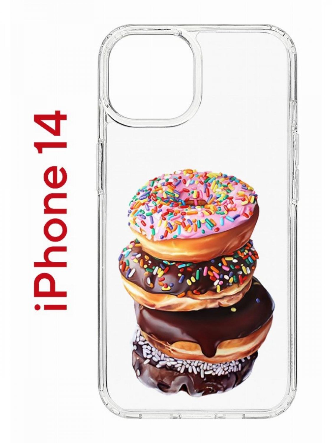 Чехол на iPhone 14 с принтом Kruche Print Donuts, бампер с защитой камеры
