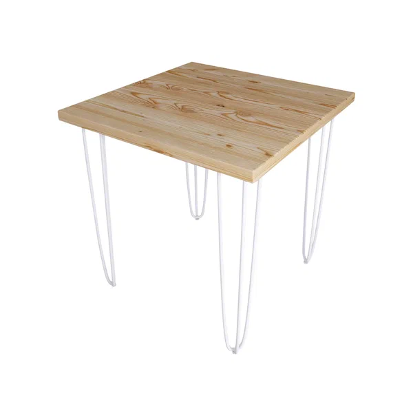 Стол кухонный Solarius Loft металл-дерево 75х75х75, лакированный, белые ножки-шпильки