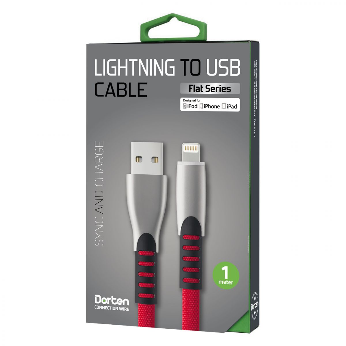 Кабель Dorten Lightning to USB Cable Canvas Series 1 м Red для Apple Lightning