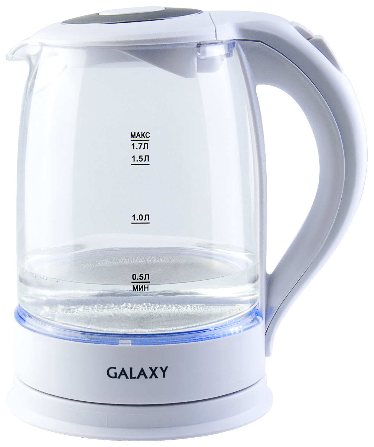 Чайник электрический Galaxy GL0553 1.7 л белый, прозрачный