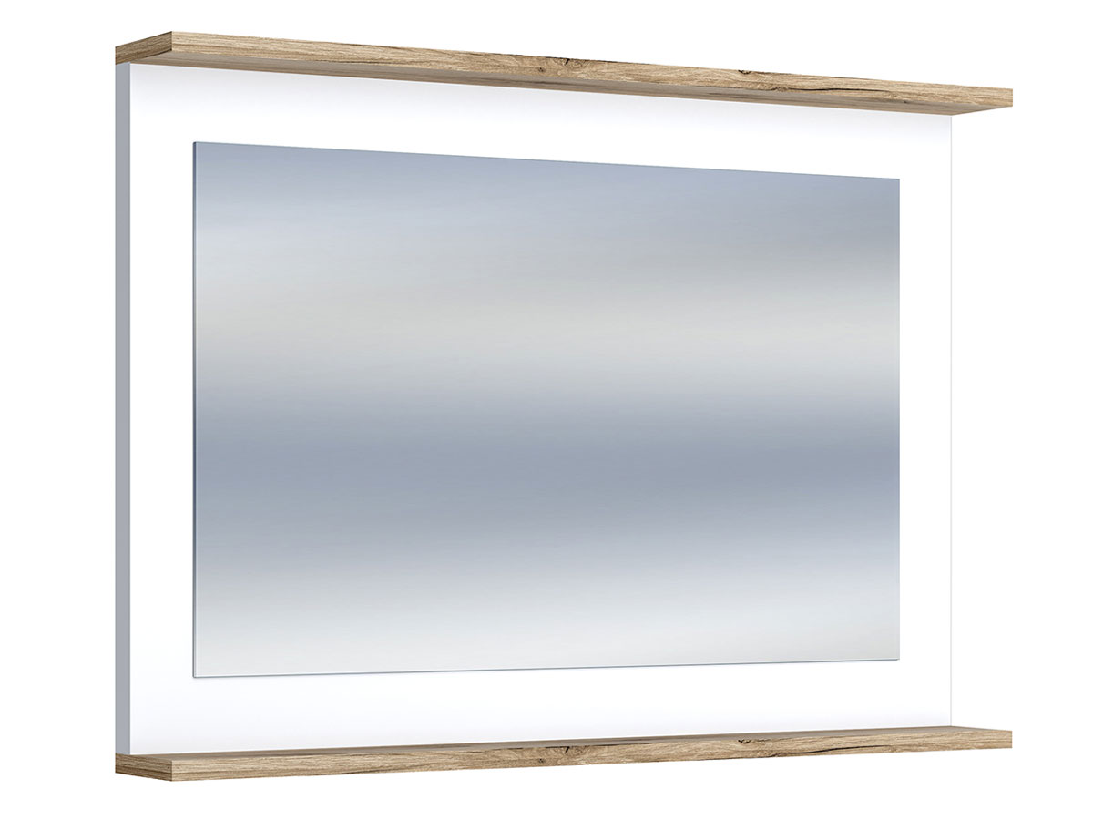 Настенное зеркало КУРАЖ Вега Скандинавия Дуб Каньон / Белый глянец