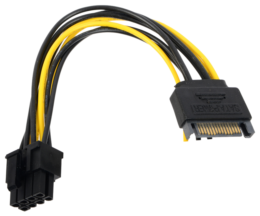 Адаптер Orient SATA 15 pin-PCI-e 8 pin, M-M 0,15м Black (C578)