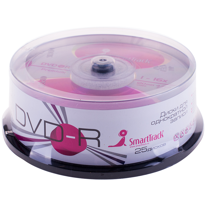 Диск DVD-R Smart Track, 4.7Gb, 16х, Cake Box, 25 штук