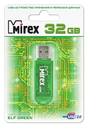 Флешка MIREX Elf 32ГБ Green (13600-FMUGRE32)