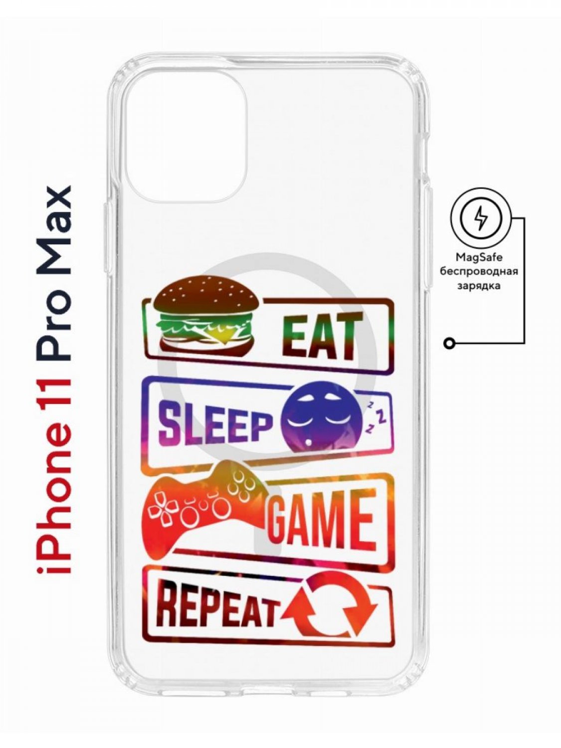 Чехол на iPhone 11 Pro Max MagSafe с принтом Kruche Print Repeat противоударный с магнитом