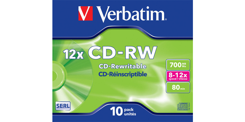 Диск CD-RW Verbatim 700Mb 12x (10шт) (43148)