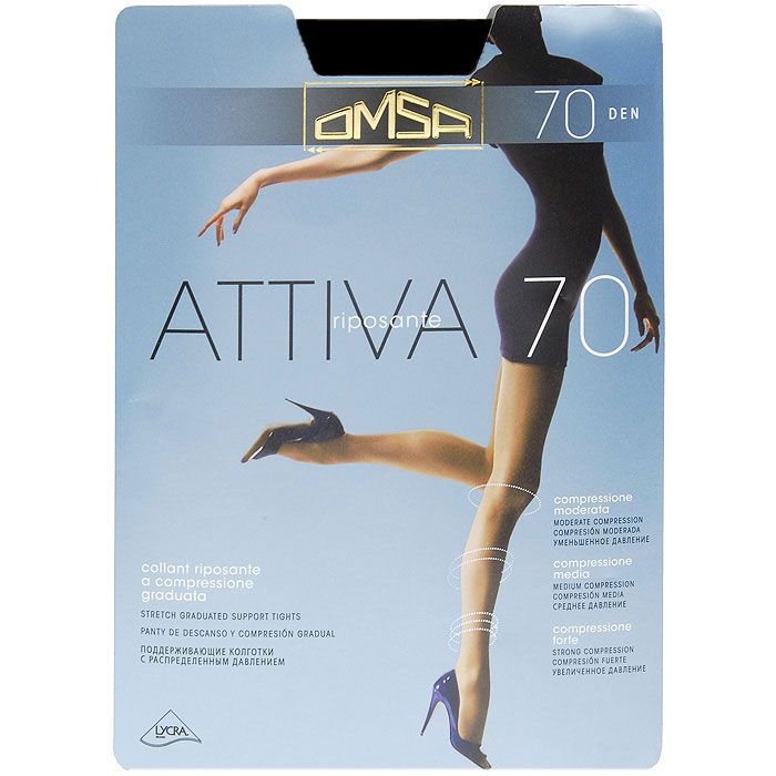 Колготки женские Omsa ATTIVA черные 5 (XL)