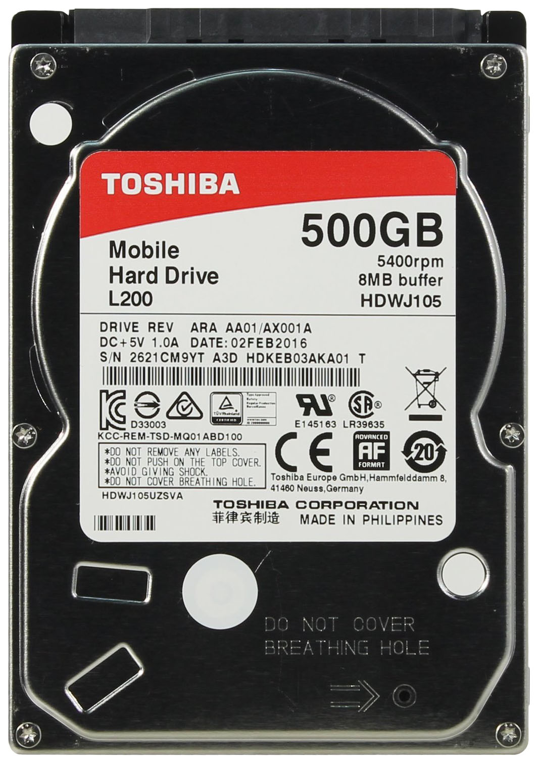 Жесткий диск Toshiba L200 500ГБ (HDWJ105UZSVA)