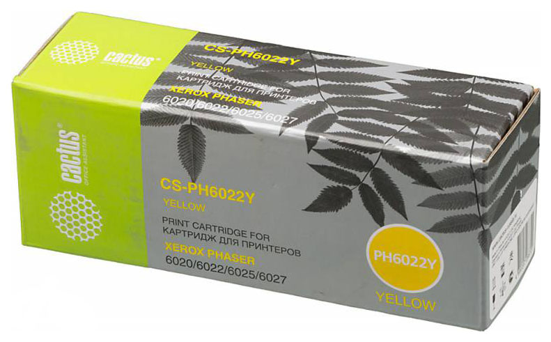 Тонер-картридж для лазерного принтера CACTUS CS-PH6022Y желтый, совместимый