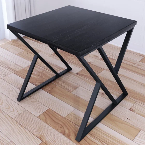 Стол кухонный Solarius Loft с Z-образными ножками 70x70х75 цвет черный оникс, черные ножки