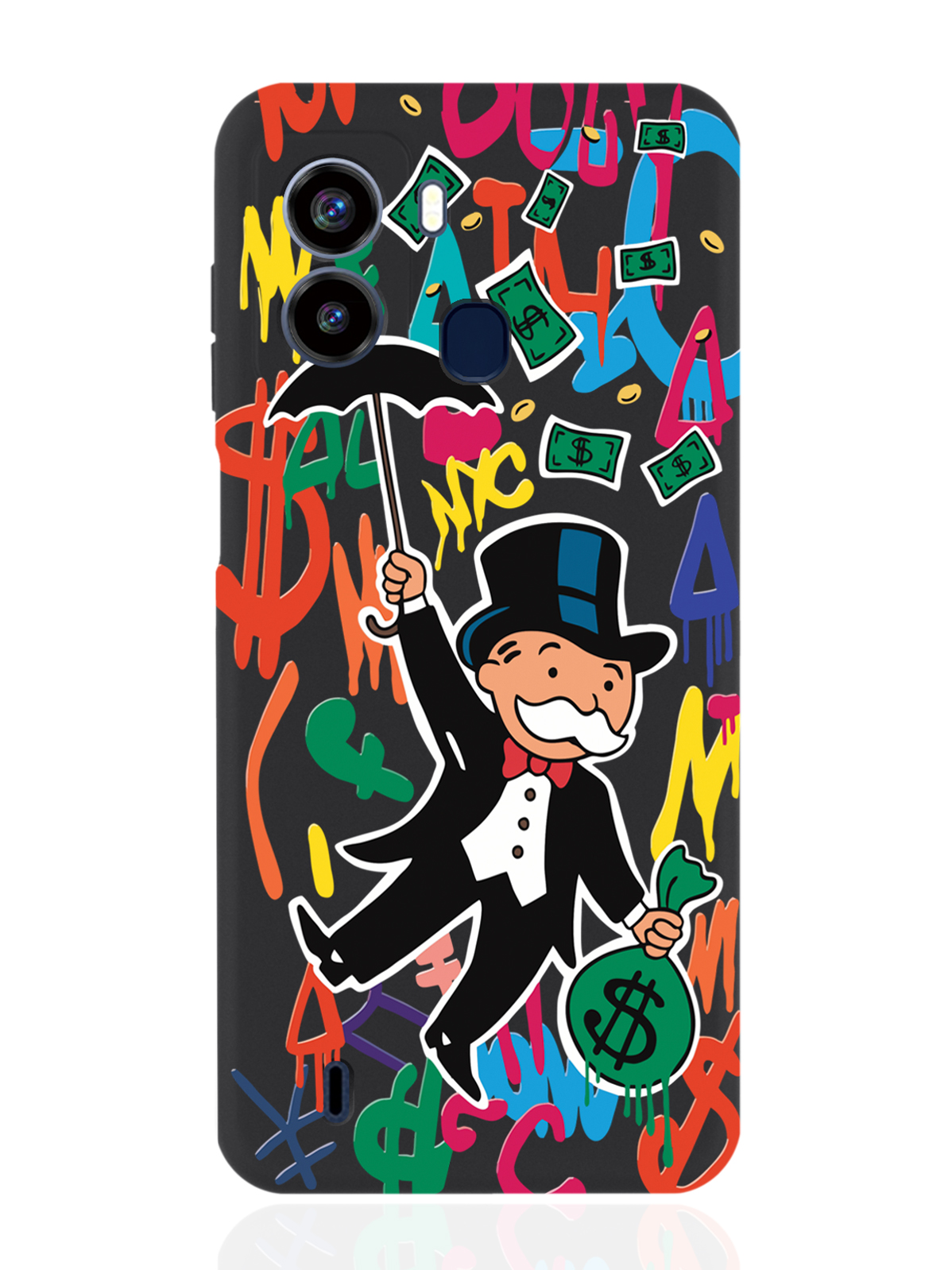 Чехол для Tecno Pop 6 Rich uncle PennyBags/Богатенький дядюшка толстосум черный