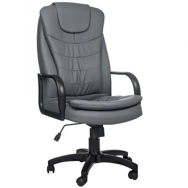 Компьютерное офисное кресло руководителя РосКресла Patrick-1 (серый/экокожа) на колесиках