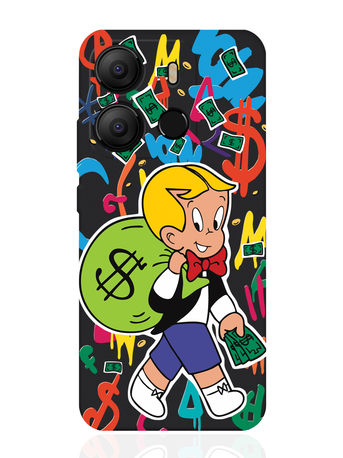 Чехол для Tecno Pop 7 Monopoly Richie Rich/Монополи Богатенький Риччи черный