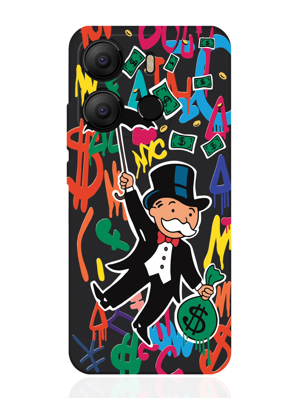 Чехол для Tecno Pop 7 Rich uncle PennyBags/Богатенький дядюшка толстосум черный