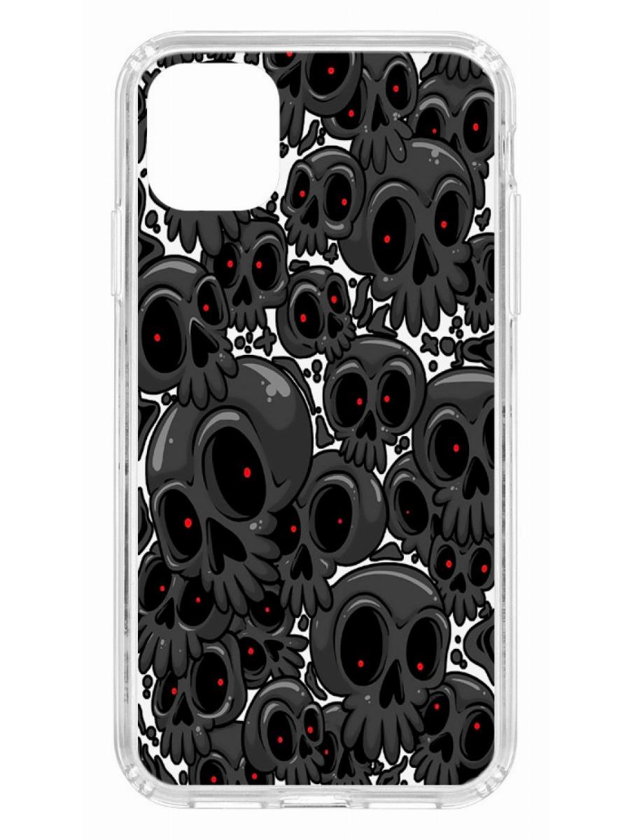 Противоударный чехол для Apple iPhone 11 КRUЧЕ Print Skull gray прозрачный с рисунком