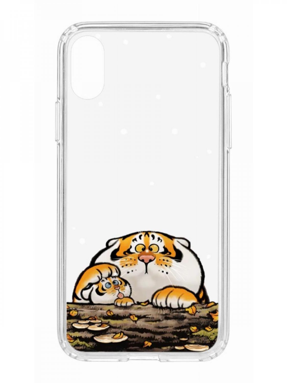 Противоударный чехол для Apple iPhone X / XS  КRUЧЕ Print тигр первый снег прозрачный