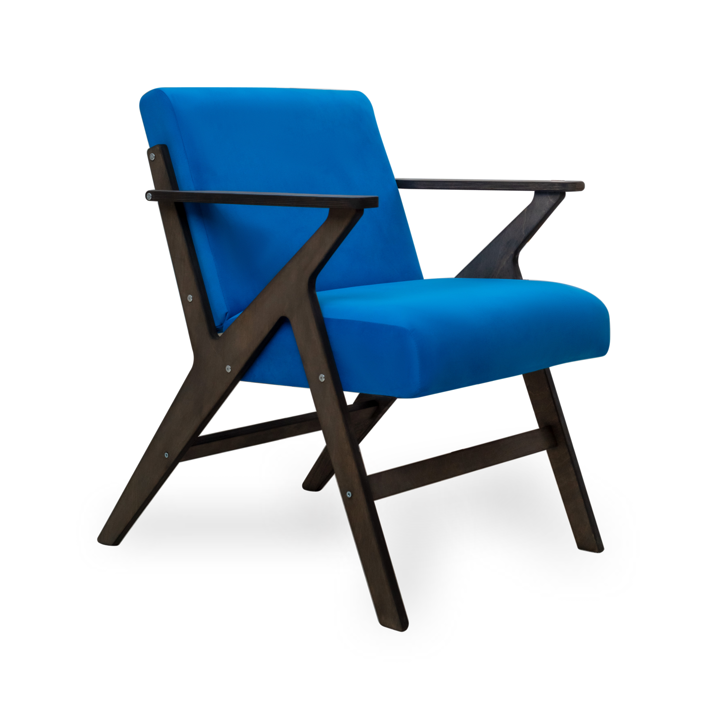 Кресло для отдыха Axioma.woodshop Винтаж 2, темный дуб/голубой