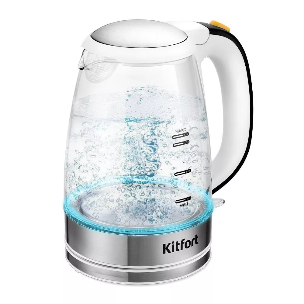 Чайник электрический Kitfort КТ-6627 1.7 л белый, серый, прозрачный
