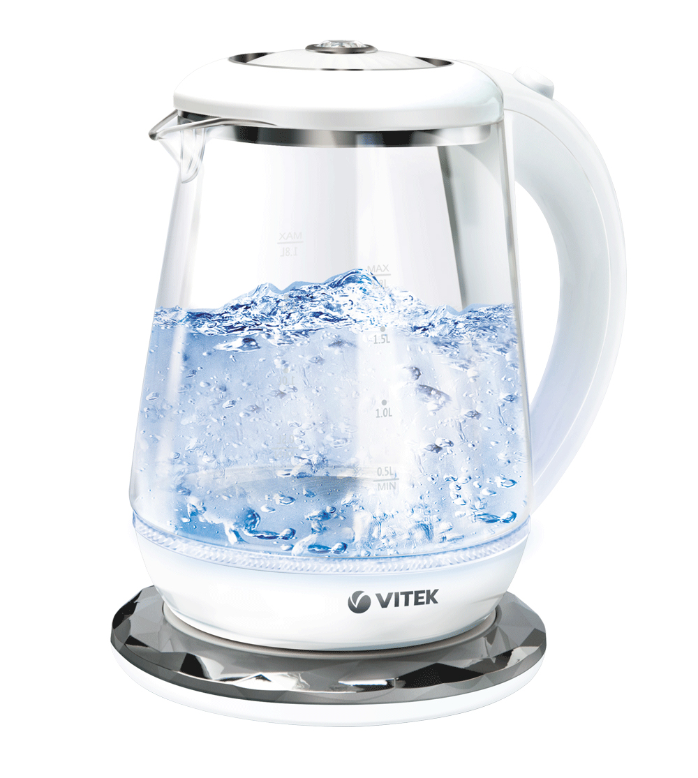 Чайник электрический VITEK VT-7051 1.8 л белый, прозрачный