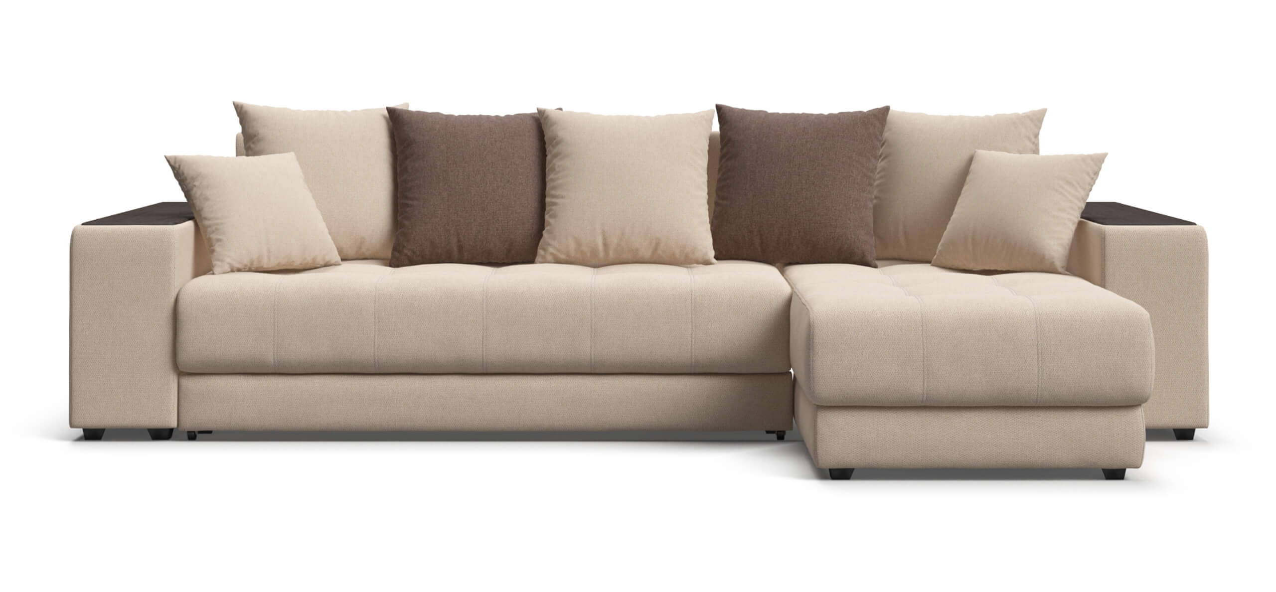 Угловой диван-кровать Много Мебели Дубай 2.0, шенилл Soro санд браун