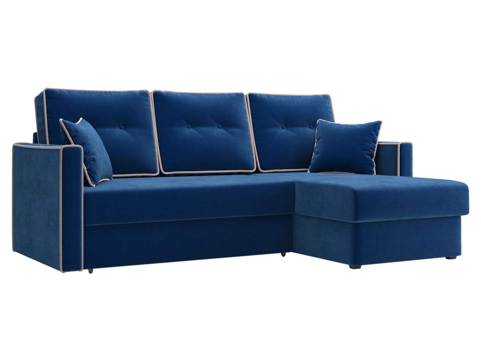 Угловой диван Первый Мебельный Лагос Синий, велюр Независимый пружинный блок