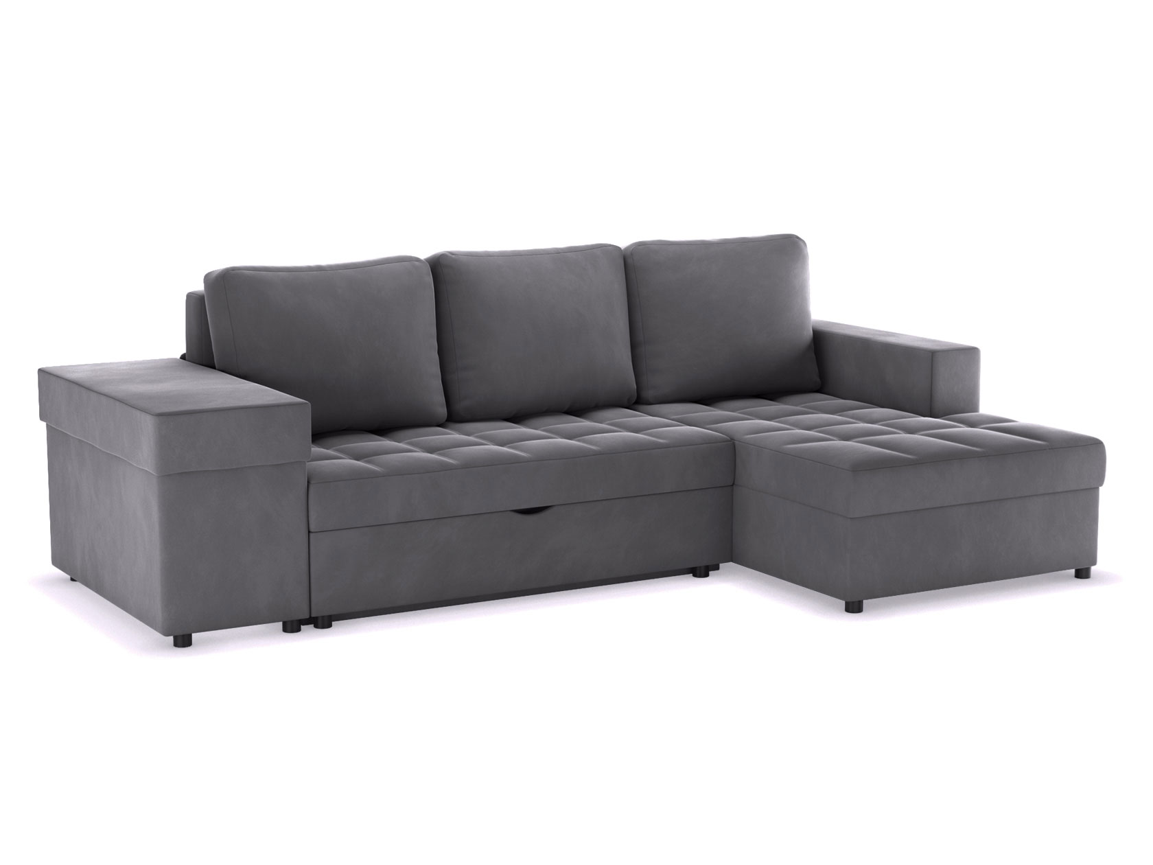 Угловой диван Первый Мебельный Бруно Серый, велюр Справа