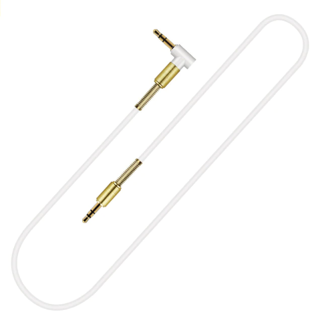 Акустический аудио кабель 1 м /AUX jack 3.5 mm (джек 3,5 мм) / белый