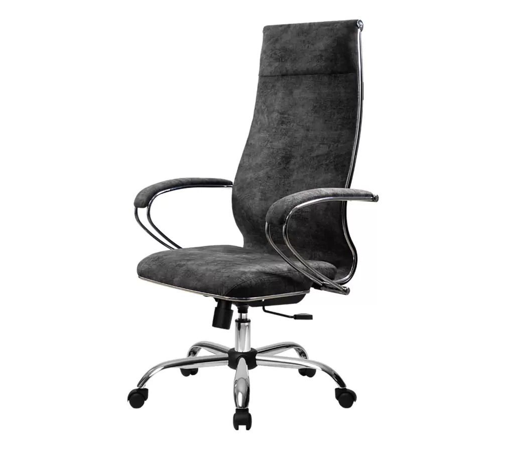 Офисное кресло Метта L 1m 42/K, велюр, темно-серый, хром