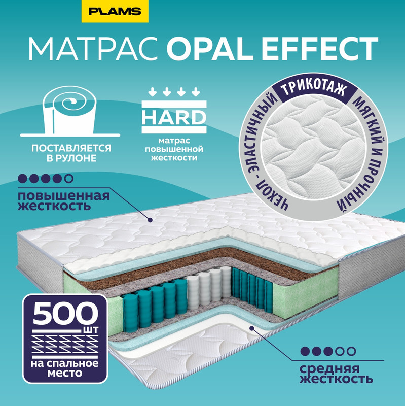 Матрас пружинный Plams OPAL EFFECT трикотаж 80х200
