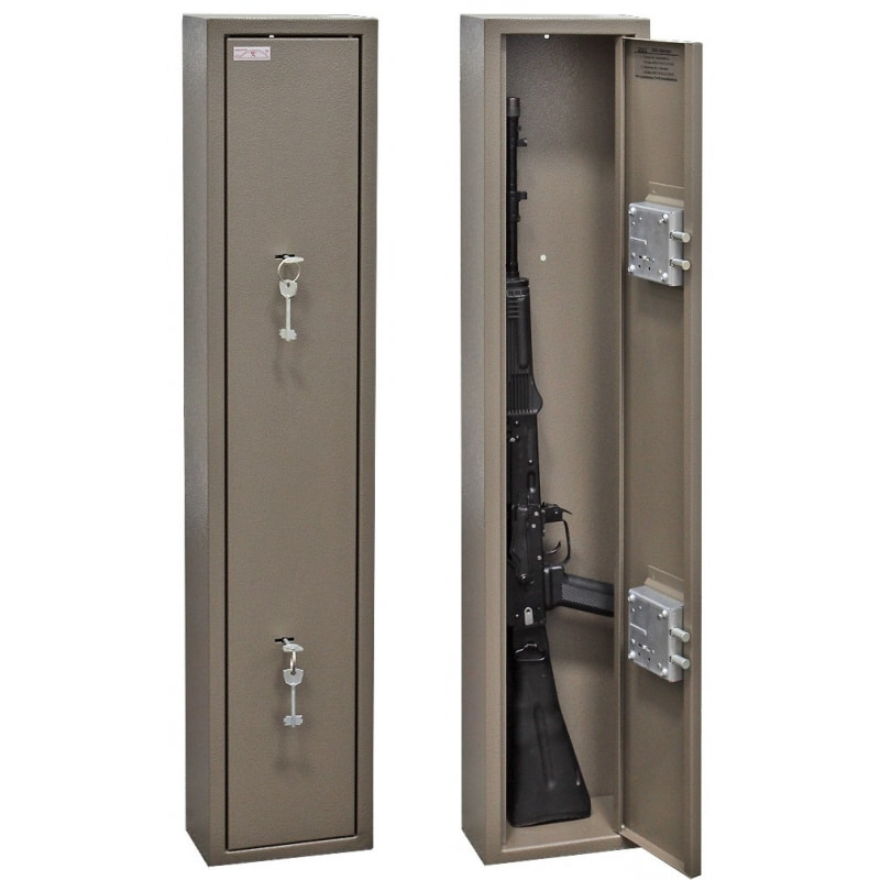 Оружейный сейф шкаф Контур Д-3 на 2 ружья. Высота ружья 980мм. 20х12х100мм. Ключевой.