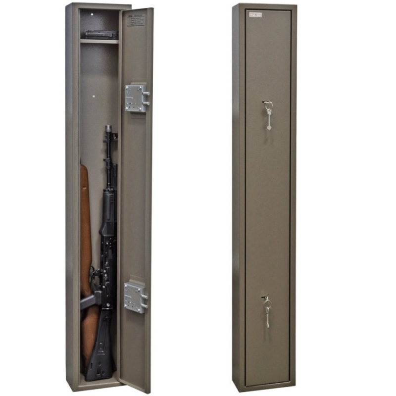 Оружейный сейф шкаф Контур Д-4 на 2 ружья. Высота ружья 1290мм. 20х12х130мм. Ключевой.