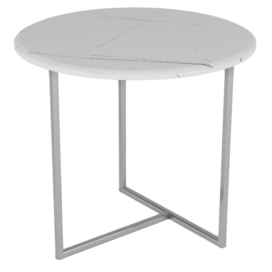 Журнальный стол Мебелик Альбано белый мрамор/хром