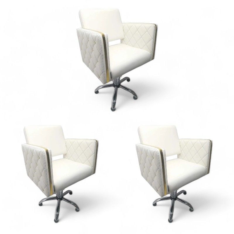 Парикмахерское кресло Мебель Бьюти "Лотос II", Белый, Гидравлика пятилучье, 3 кресла