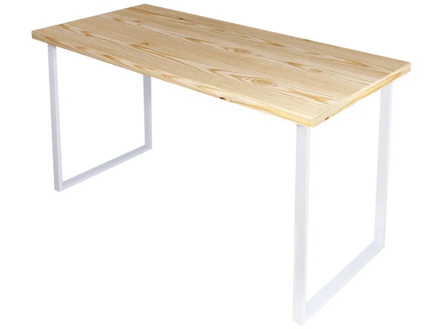 Стол кухонный Solarius Loft металл-дерево 140х70х75, без шлифовки и покраски, белые ножки