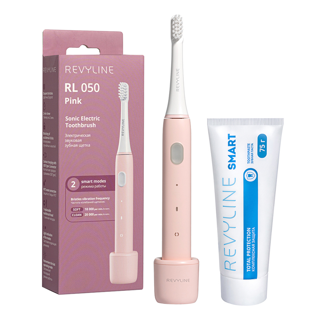Электрическая зубная щетка Revyline RL050+ зубная паста розовый