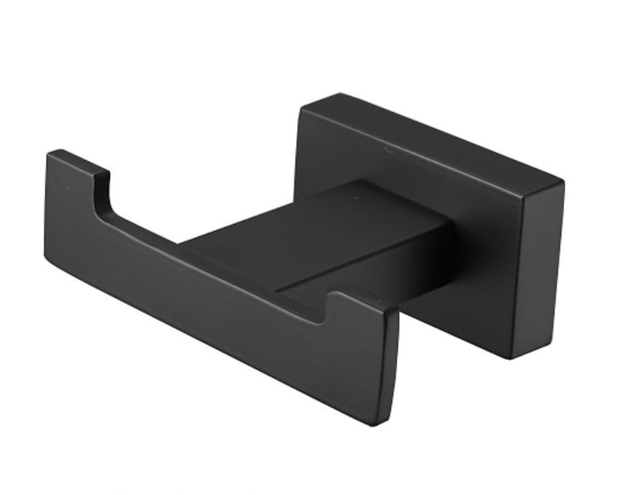 Крючок двойной для полотенец BELZ B90305-2, настенный металлический, черный матовый