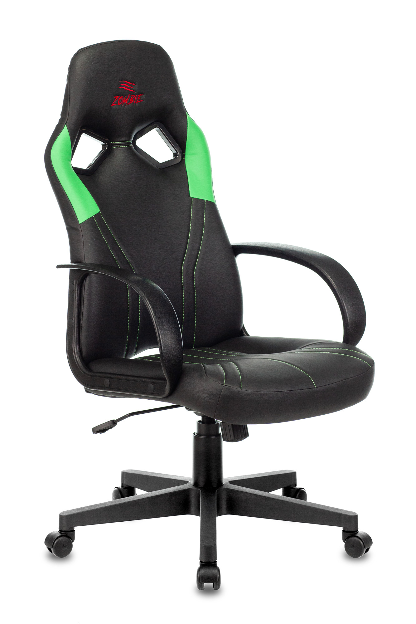 Кресло игровое Бюрократ ZOMBIE RUNNER черный/зеленый искусственная