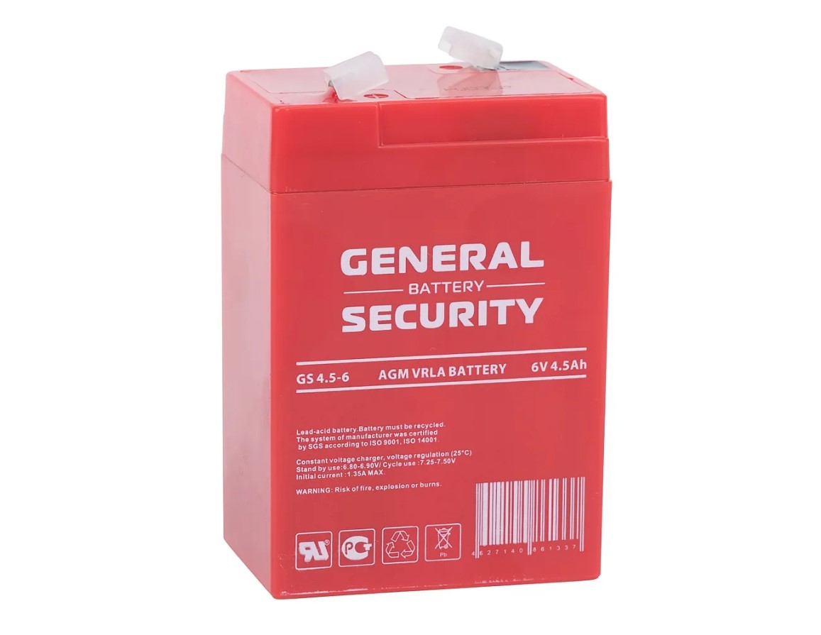 Свинцово-кислотный аккумулятор General Security GS 4.5-6  6В 4.5Ач