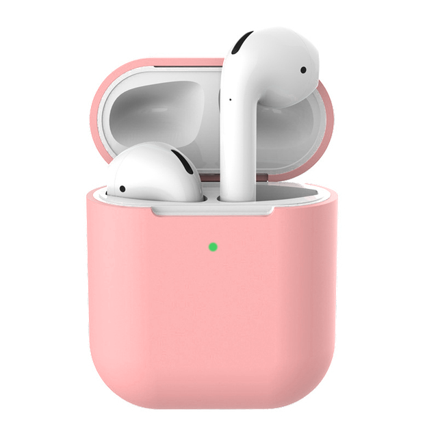 Cиликоновый чехол QVATRA для наушников Airpods 2, 1 розовый