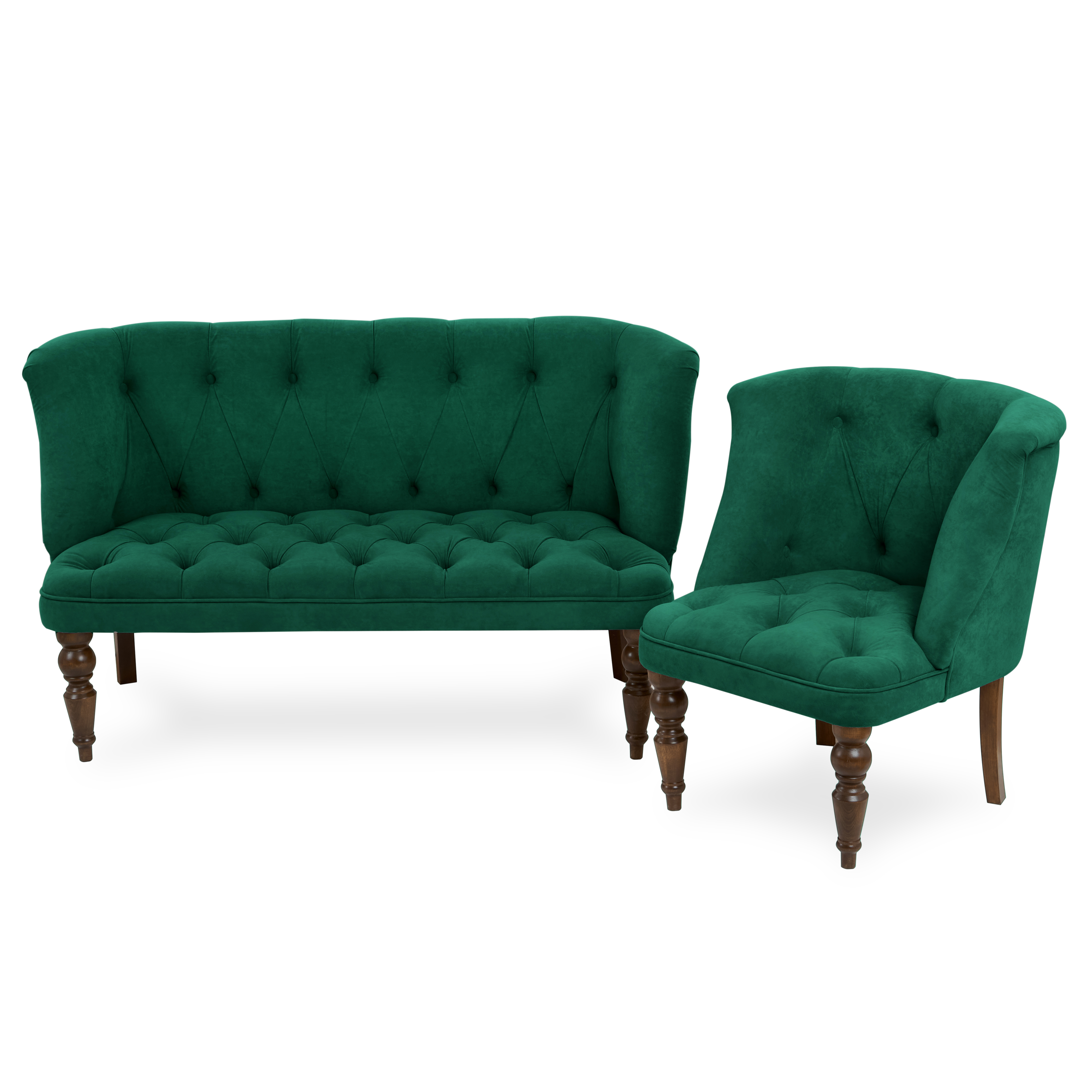 Комплект мягкой мебели BRENDOSS Бриджит диван и кресло изумруд/черный