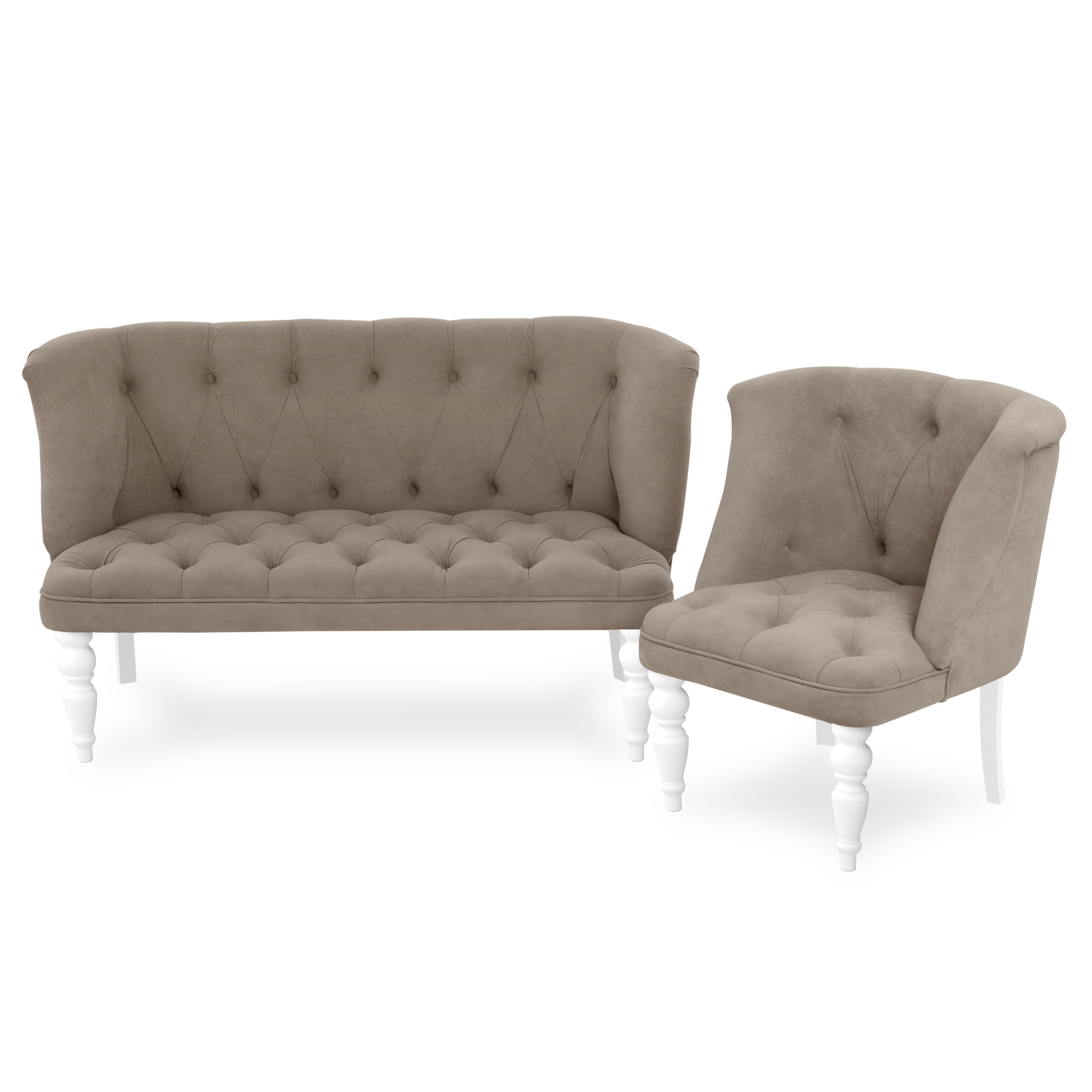 Комплект мягкой мебели BRENDOSS Бриджит диван и кресло бежевый/белый