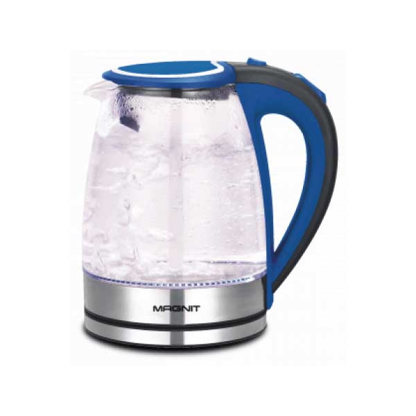 Чайник электрический MAGNIT RMK-3701 2 л Transparent, Silver, Blue